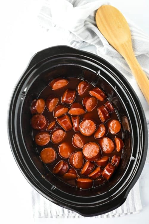 Easy Crock Pot BBQ Kielbasa Bites - Baking Beauty